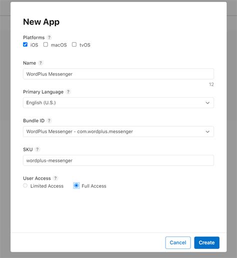 Creating IOS App In Apple App Store Connect WordPlus