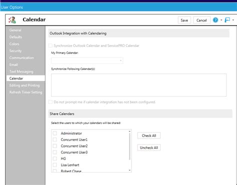 Configuring Calendar Synchronization