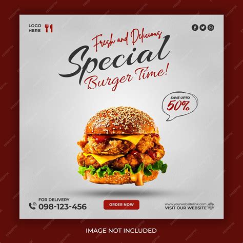 Premium Psd Delicious Burger Food Social Media Promotion And