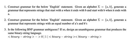 Solved 1 Construct Grammar For The Below English