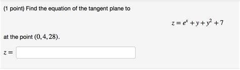 Solved Point Find The Equation Of The Tangent Plane To Chegg