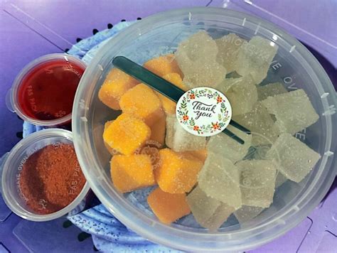 Dandj Mixed Mango And Lychee Cubes In 1 Tub 200g With 1 Chamoy Sauce 20g