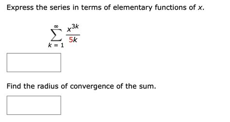 solved express the series in terms of elementary functions