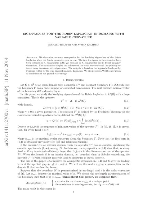 Pdf Eigenvalues For The Robin Laplacian In Domains With Variable Curvature