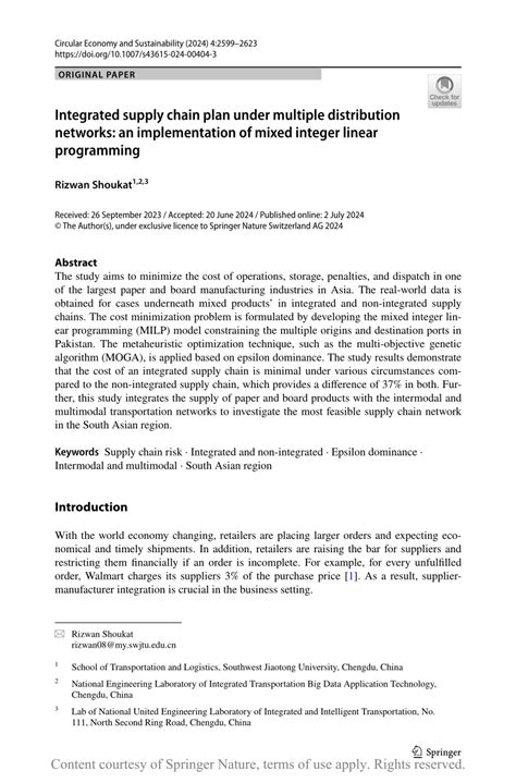 integrated supply chain plan under multiple distribution networks an