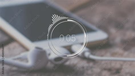 audio spectrum circular or radial with 10 seconds countdown in the center on smart phone