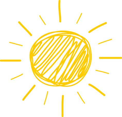 Cute Yellow Sun With Sunshine Light Ray Drawing Doodle 27388629 Png