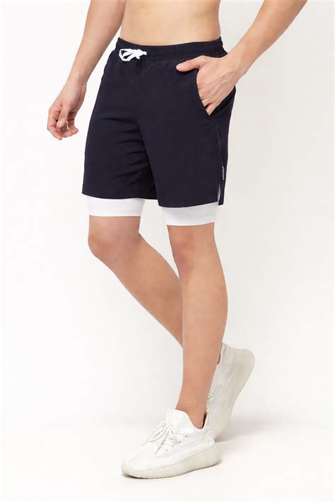 Buy Mens Phone Pocket Sports Shorts Online Navy Blue Truerevo™