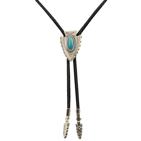 Double S Silver Arrowhead And Turquoise Stone Bolo Tie Hatcountry