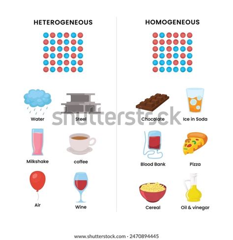 Homogeneous Vs Heterogeneous Mixture Physical Properties Stock Vector Royalty Free 2470894445