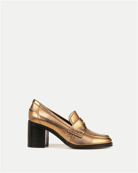 Penny Leather Loafer Heel Veronica Beard