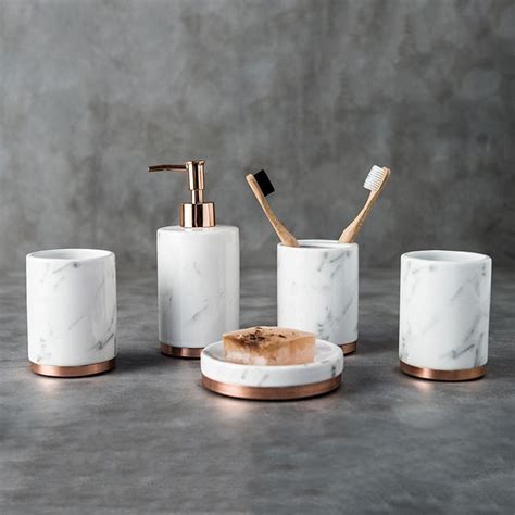 Marble Rose Gold Bathroom Set Bathroom Sets Rose Gold Bathroom Set