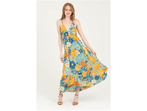 Angie Womens Open Back Tiered Maxi Dress