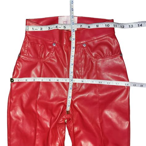 Revice Red Faux Leather Pants Size 24 These Revice Depop
