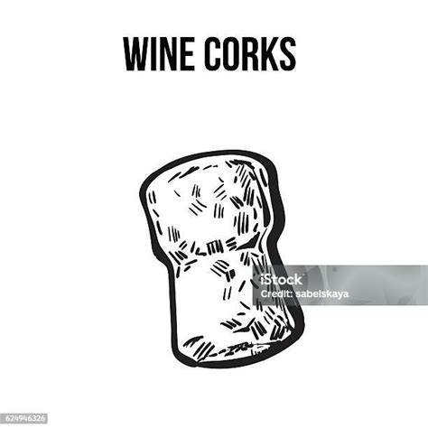 전통적인 와인 또는 샴페인 코르크 스케치 스타일 고립 된 벡터 일러스트 벡터에 대한 스톡 벡터 아트 및 기타 이미지 벡터