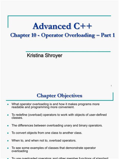 Chapter 10 Operator Overloading Part 1 Pdf Class Computer Programming Method