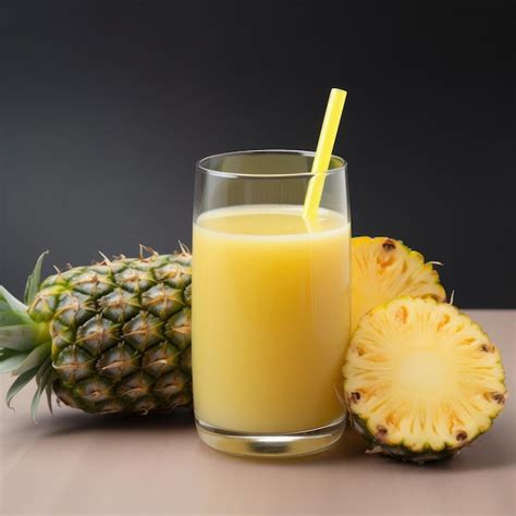 Premium Ai Image A Glass Of Pineapple Juice Next To A Pineapple