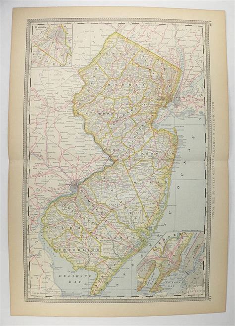Vintage Map New Jersey Nj Map 1881 Rand Mcnally New Jersey Etsy