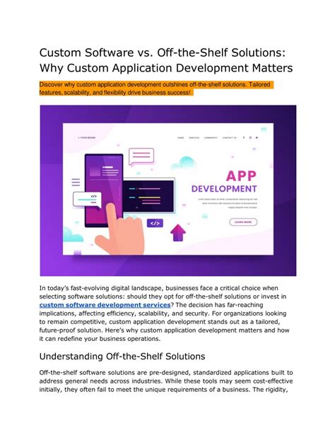 Ppt Custom Software Vs Off Shelf Solutions Why Custom App