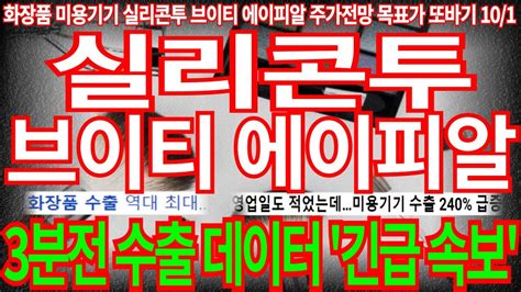 실리콘투 브이티 에이피알 단독 3분전 수출 데이터 긴급 속보 화장품 미용기기 수출 난리났다 실리콘투주가전망 에이피알주가전망 브이티주가전망 목표가 디에스경제뉴스