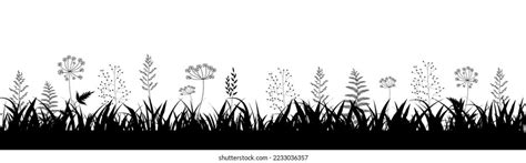 Nature Grass Border Isolated White Background Stock Vector Royalty