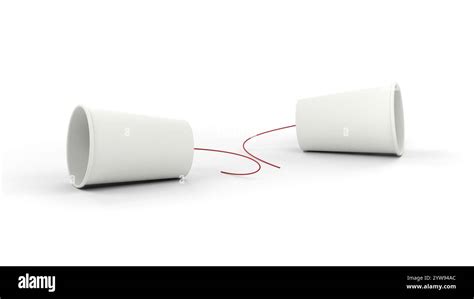 Paper Cups And Non Stretchable String Isolated On White Background
