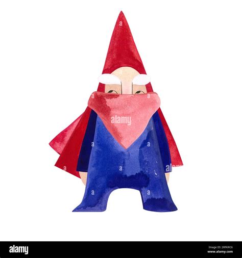 Watercolor Young Ginger Gnome In Green Costume Isolated Illustration Clipart Raster