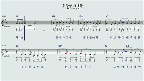 나항상그대를g이선희 하모니카 숫자악보 Youtube