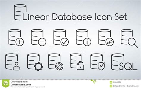 Linear Database Server Isolated Flat Web Mobile Icon With Sql Word