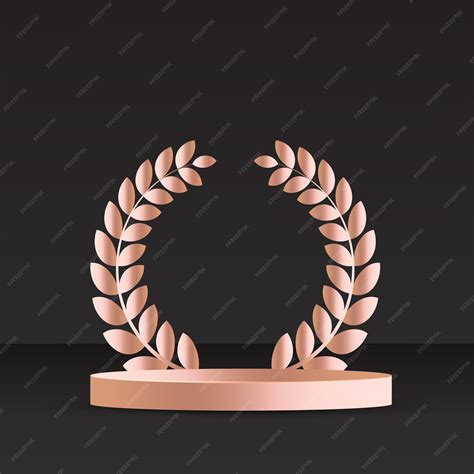 Premium Vector 3d Display Podium Product With Gold Luxury Laurel Wreath