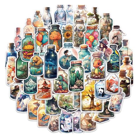 50pcs Label Waterproof Stickers Pack Art Craft Drink Bottle Sea View