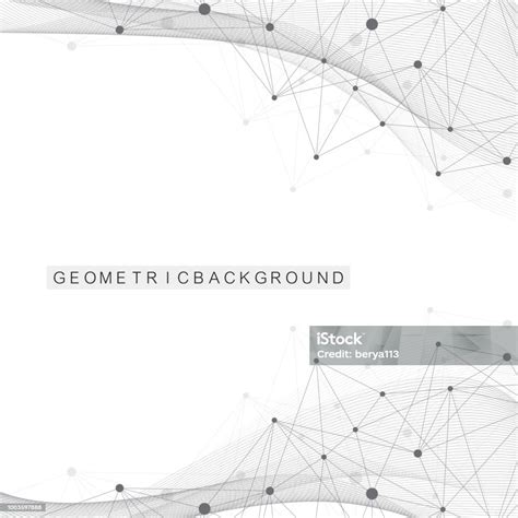 기하학적 추상 배경 연결된 라인 및 점입니다 웨이브 흐름입니다 분자 및 통신 배경입니다 디자인을 위한 그래픽 배경입니다 벡터 일러스트 레이 션 건강관리와 의술에 대한 스톡