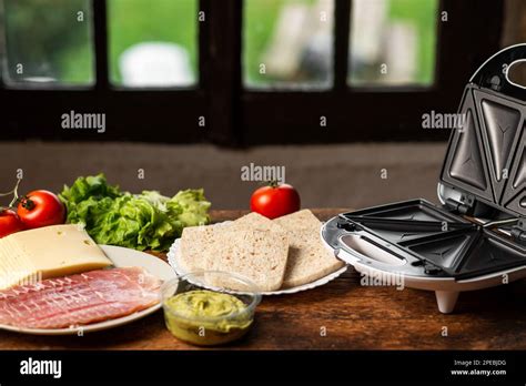 Cooking Sandwiches In A Sandwich Maker Different Ingredients Bread