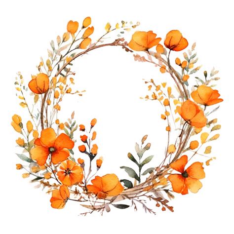 Premium Ai Image There Is A Wreath Of Orange Flowers And Leaves On A