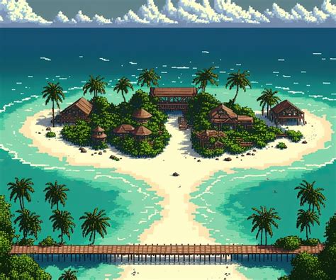 Premium Photo Pixel Art Paradise Island Resort Beach Bungalow
