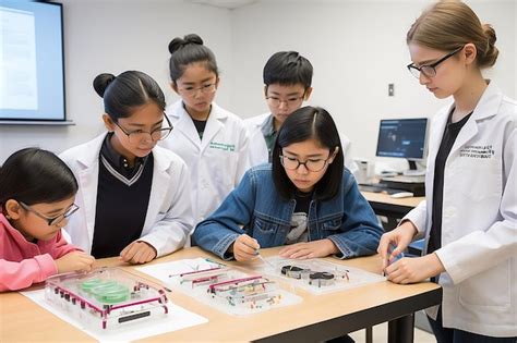 Premium Photo Teacher And Students Exploring The Possibilities Of CRISPR Technology In Genetic