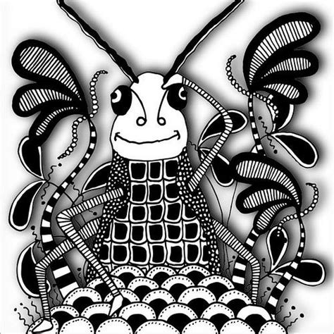 The Curious Garden Grasshopper Tangle Art Zentangle Drawings Zentangle