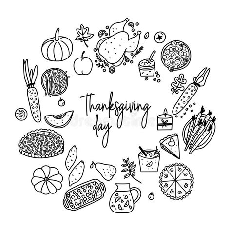 Set Of Thanksgiving Day Doodle Illustration Stock Vector Illustration