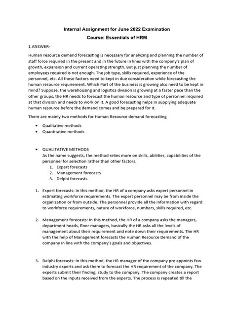 Essentials Of Hrm Pdf Forecasting Human Resources
