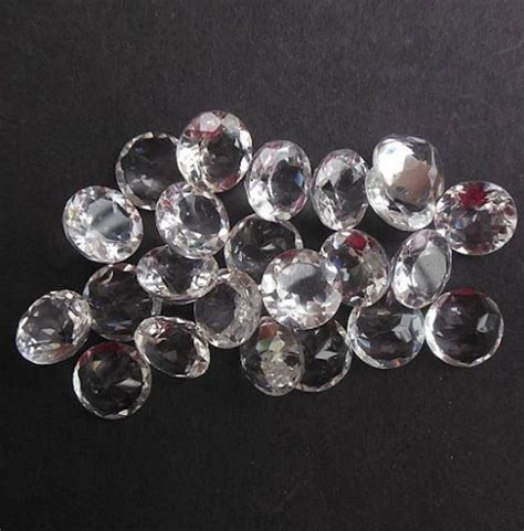 Natural Genuine White Crystal Quartz Round Faceted Loose Etsy