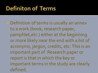Definition Of Terms Ppt