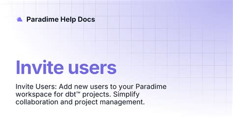 Invite Users Paradime Help Docs