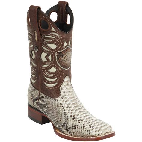 Mens Python Skin Boots Square Toe Wild West Boots