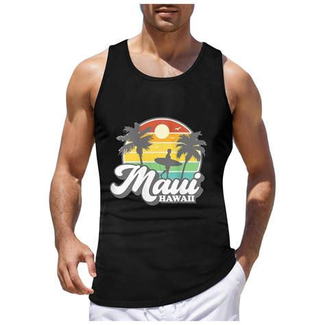 Siaonvr Mens Concert Tank Mens Summer Vacation Beach Hawaii Digital 3d
