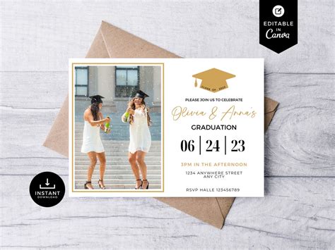 Joint Graduation Party Invitation Photo Graduation Invite Grad Party