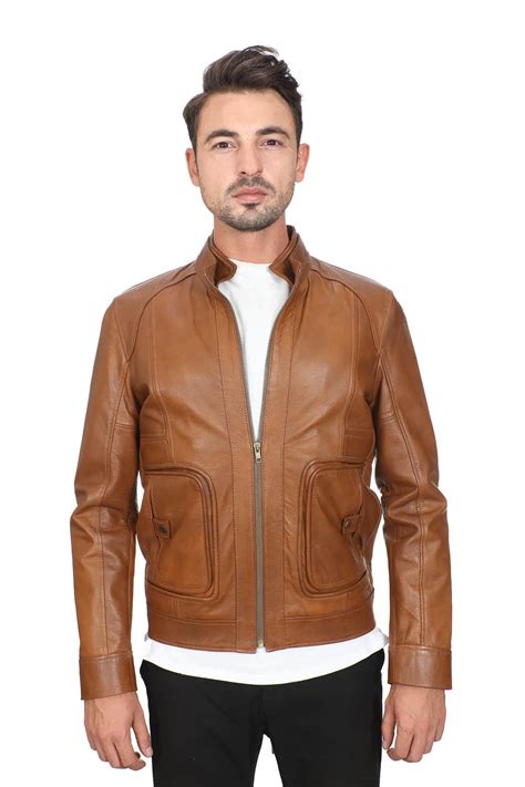 Tony Men S 100 Real Brown Leather Waxed Jacket