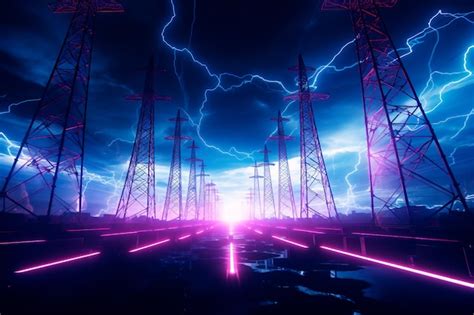 Premium Ai Image Power Lines And A Severe Thunderstorm With Lightning