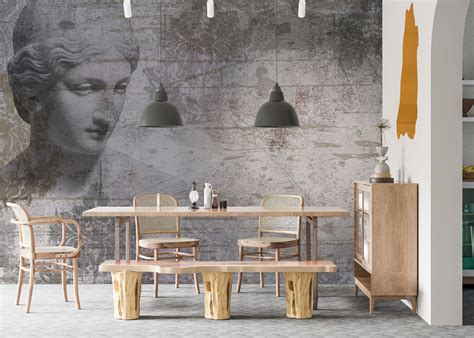 Woman Statue Tumbled Wall Murals Déco Wallpaper