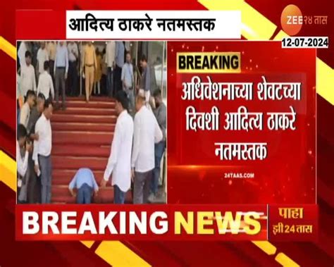 Video अधिवेशाच्या शेवटच्या आदित्य ठाकरे विधिमंडळाच्या पायऱ्यांवर