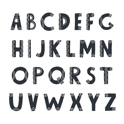 Alfabeto latino abc dibujado a mano decorativo linda fuente tipográfica en inglés letras en